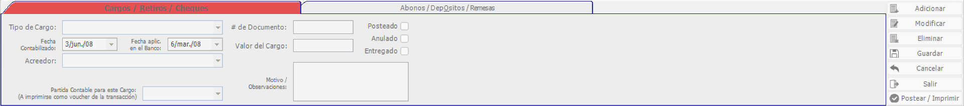 Cargos y Abonos - Brilo ERP Docs